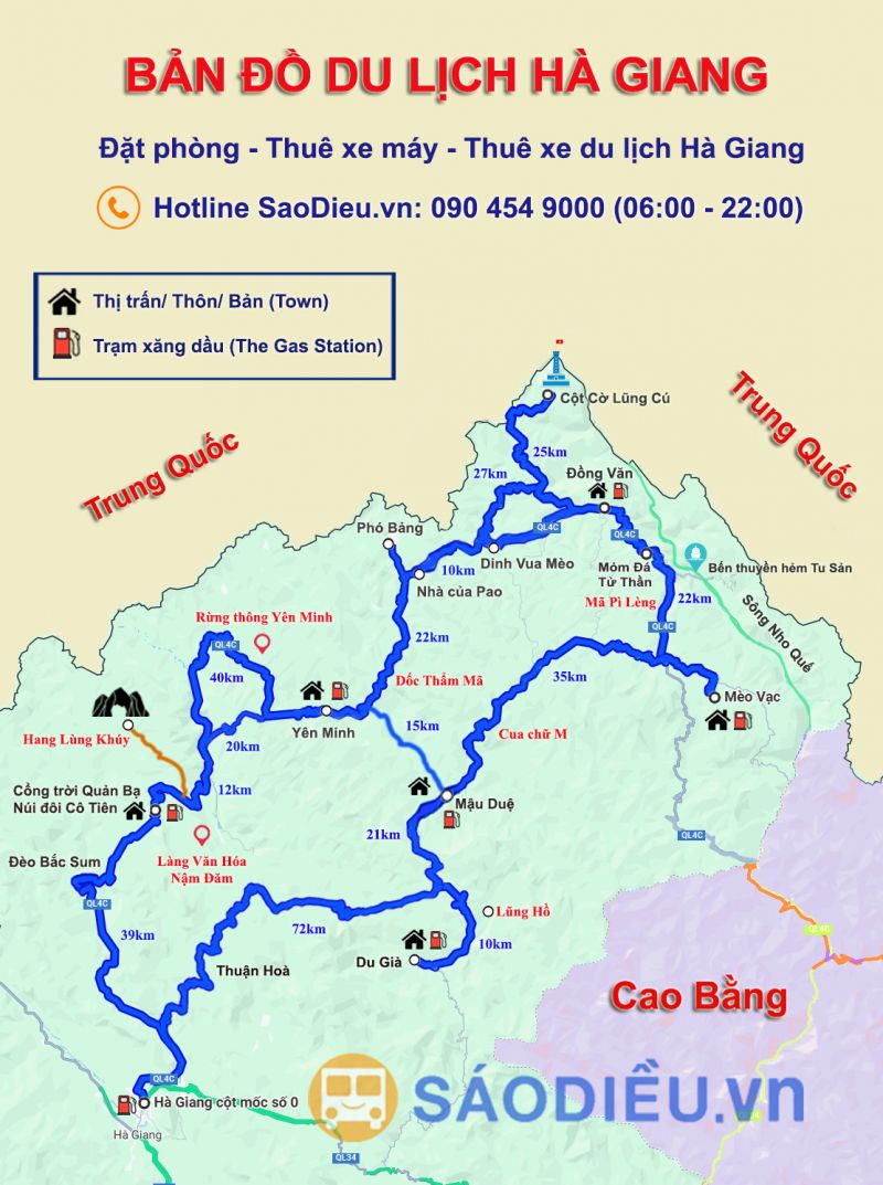 Bản đồ du lịch Hà Giang (Ha Giang Loop)